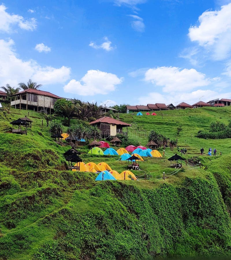 Summer Campsite on the Beach Hill Stock Photo - Image of campsite ...