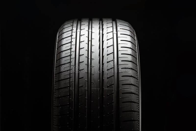 Summer Car Tire Tread, Front View, Black Background Stock Photo - Image ...