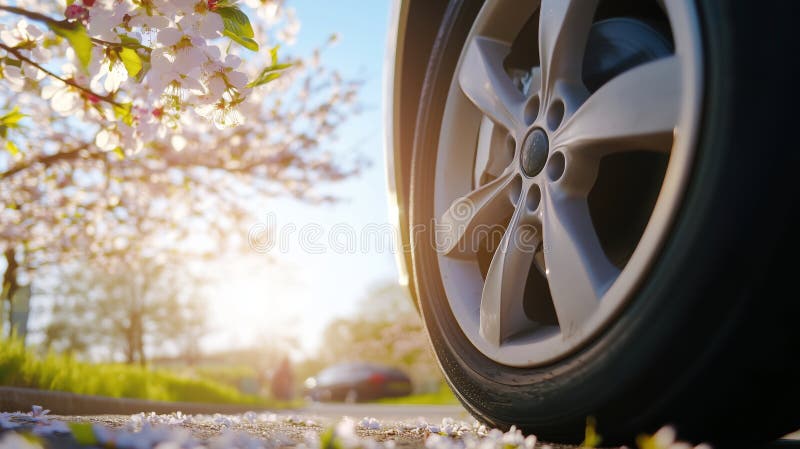 Summer Car Tires Street Outside Blooming Spring Stock Photos - Free ...