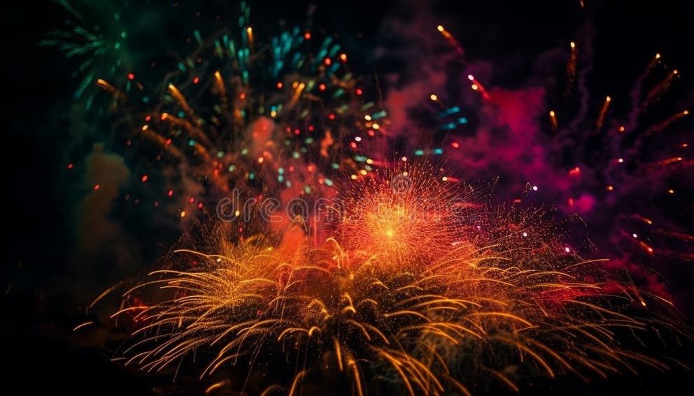 Summer Celebration, Exploding Colors Ignite Fourth of July Generated by ...