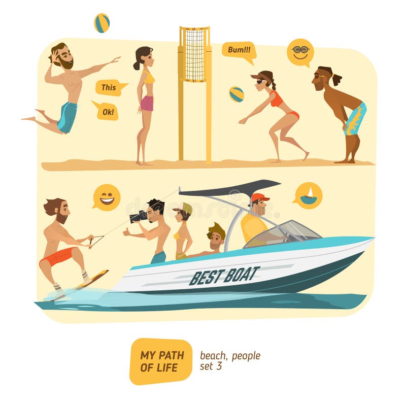 Summer Characters Collection Stock Vector - Illustration of movement ...