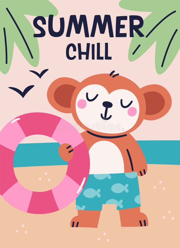 Summer Chill Monkey Postcard Stock Vector - Illustration of face ...