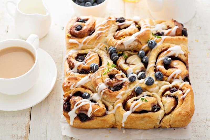 Summer Cinnamon Buns with Blueberry Stock Photo - Image of cinnabon ...