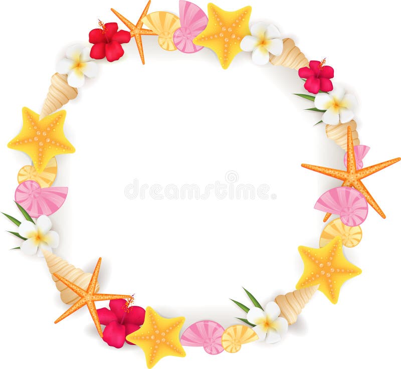 Ocean Beach with Palms and Tropical Flowers Stock Vector - Illustration ...