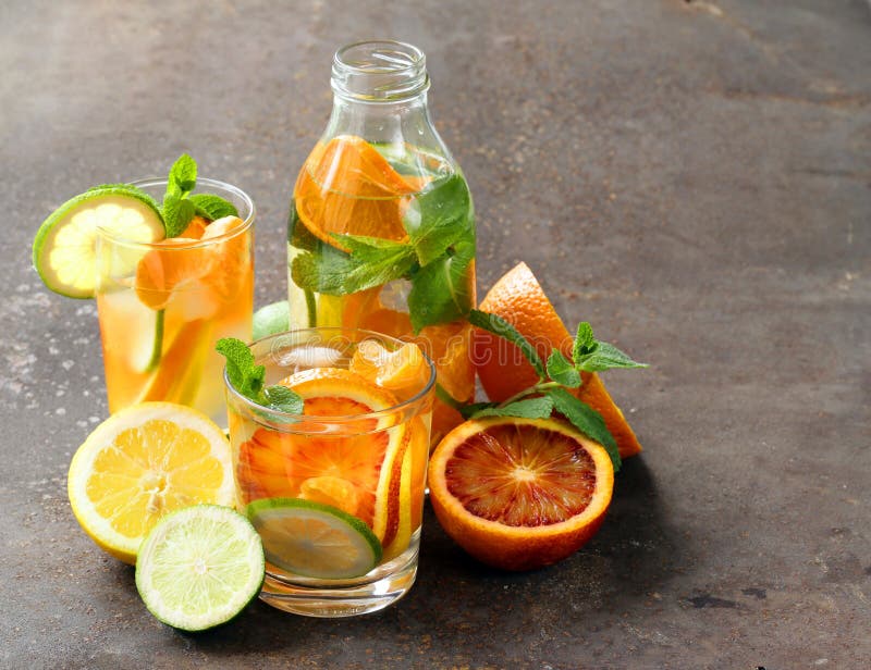Summer Citrus Lemonade with Orange, Lime Stock Photo - Image of lemon ...
