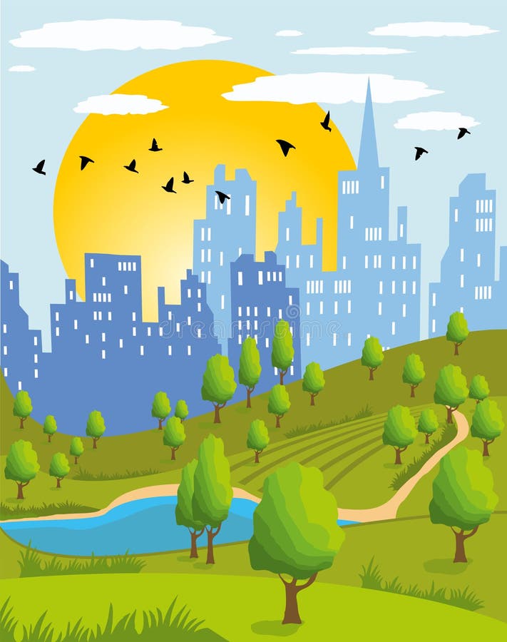 Summer city park stock vector. Illustration of color - 87228024