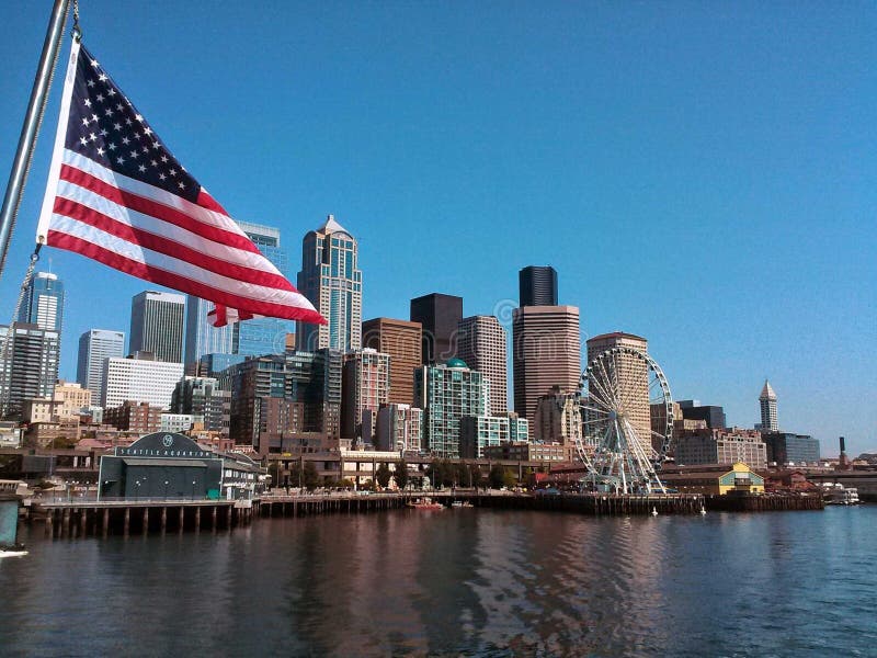 Summer City View from the Seattle Sound Editorial Photography - Image ...