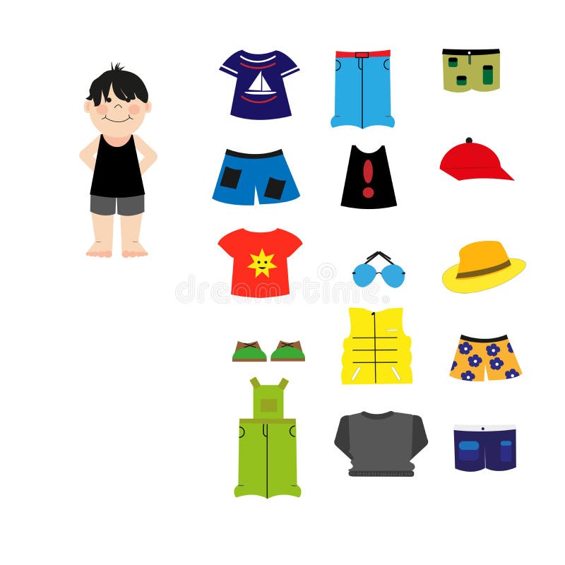 Summer Clothes Icon Set, Icon Stock Vector - Illustration of fashion ...