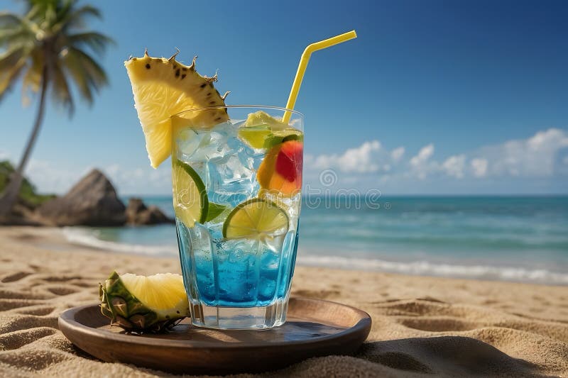 Summer Cocktail with Beach Background Stock Image - Image of party ...