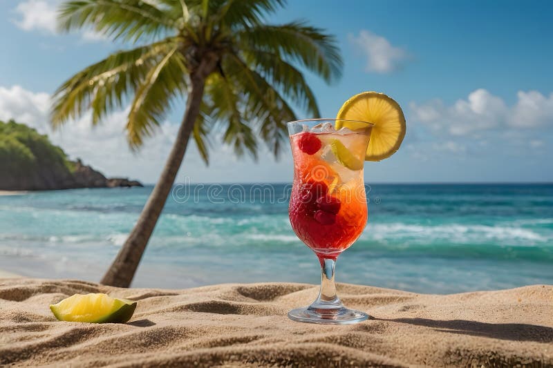 Summer Cocktail with Beach Background Stock Photo - Image of party ...