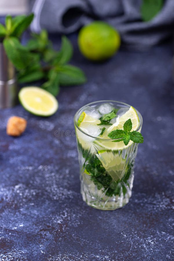 Summer Cocktail with Lime and Mint Stock Image - Image of fresh, tonic ...