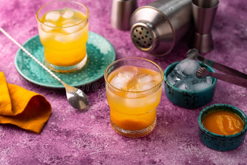 Summer Cocktail with Mango Juice and Ice Stock Photo - Image of exotic ...