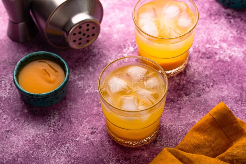 Summer Cocktail with Mango Juice and Ice Stock Photo - Image of ...