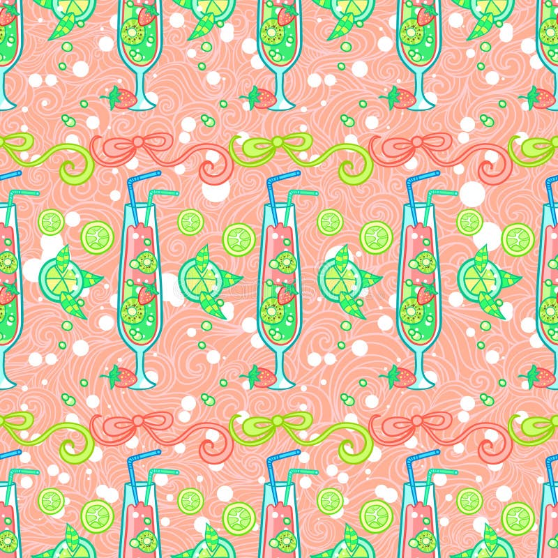 Summer Cocktail Pattern Background Stock Vector - Illustration of ...