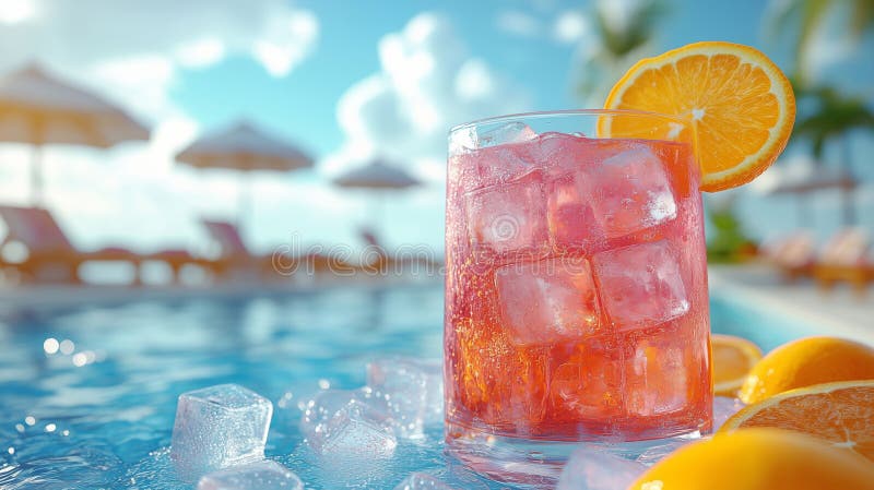 Summer Cocktail Refreshment by the Pool Stock Photo - Image of ...