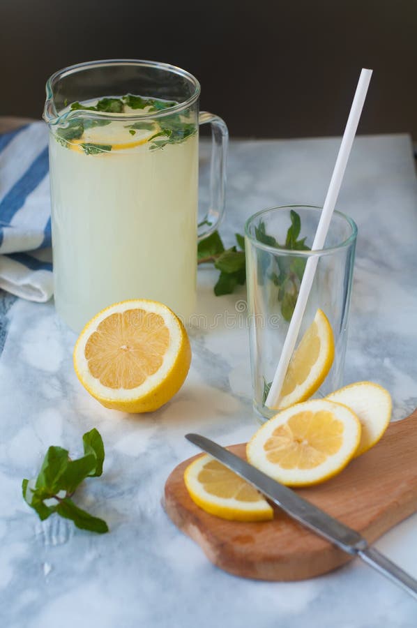 Summer Cold Drink with Lemon and Mint Stock Photo - Image of beverage ...