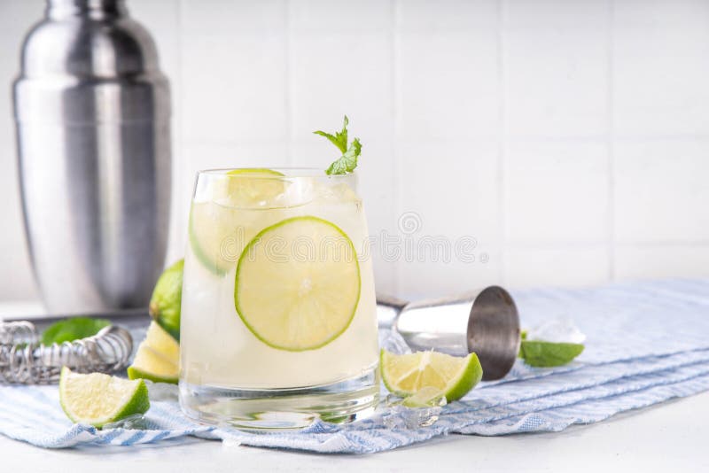 Summer Cold Refreshment Limeade Cocktail Stock Image - Image of cubes ...