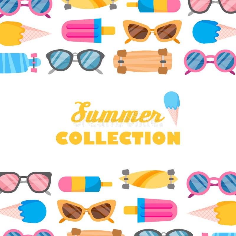 Summer Collection of Objects Stock Vector - Illustration of food ...