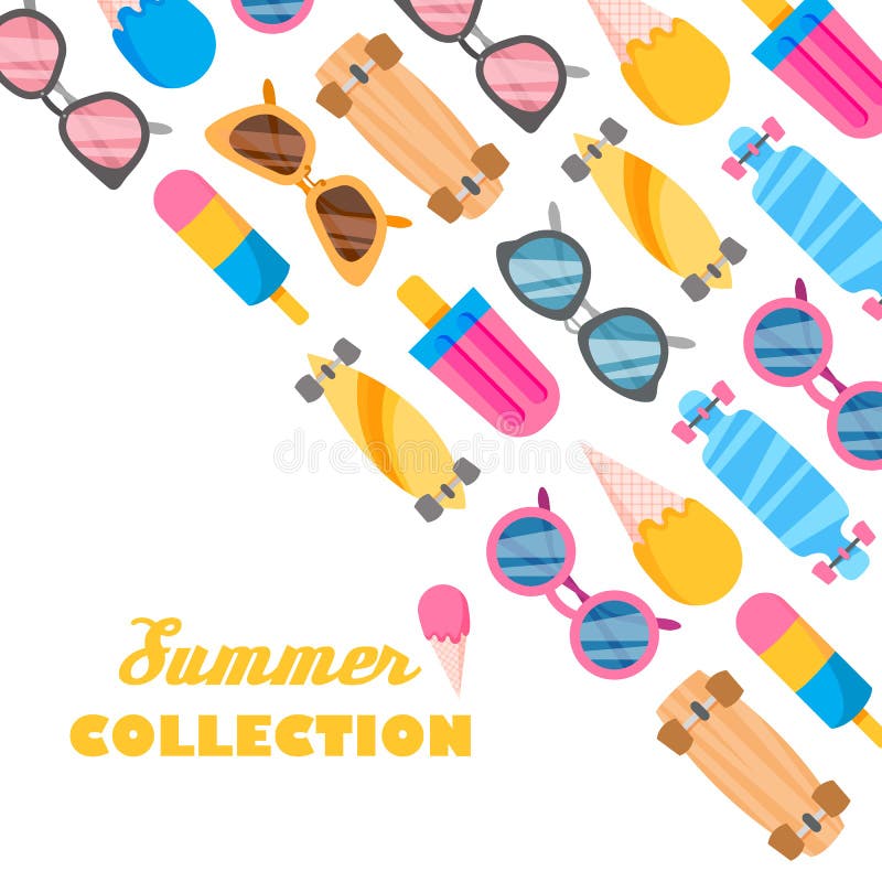 Summer Collection of Objects Stock Vector - Illustration of holiday ...