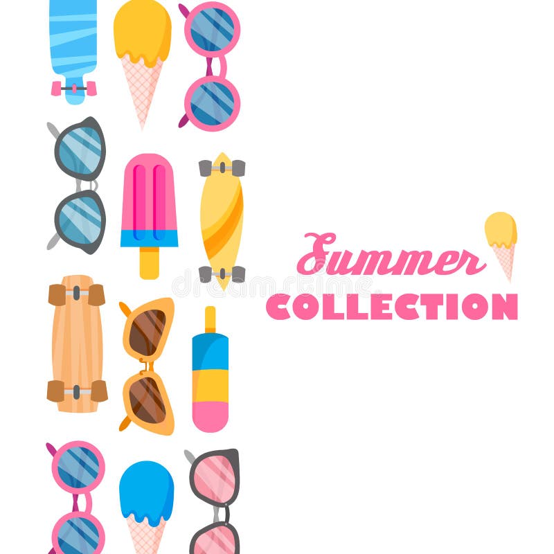 Summer Collection of Objects Stock Vector - Illustration of badges ...