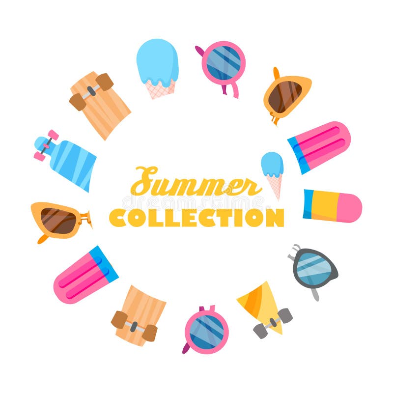 Summer Collection of Objects Stock Vector - Illustration of drink ...