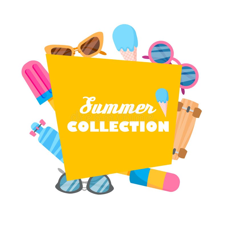 Summer Collection of Objects Stock Vector - Illustration of food ...