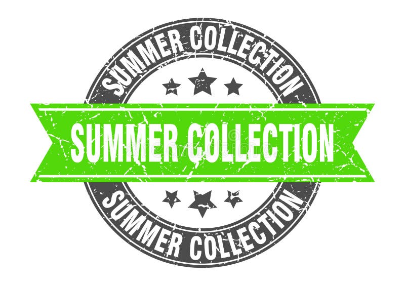 Summer Collection Sign. Summer Collection Round Ribbon Sticker Stock ...