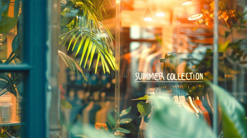 SUMMER COLLECTION Written on the Window of a Fashion Store. Generative ...