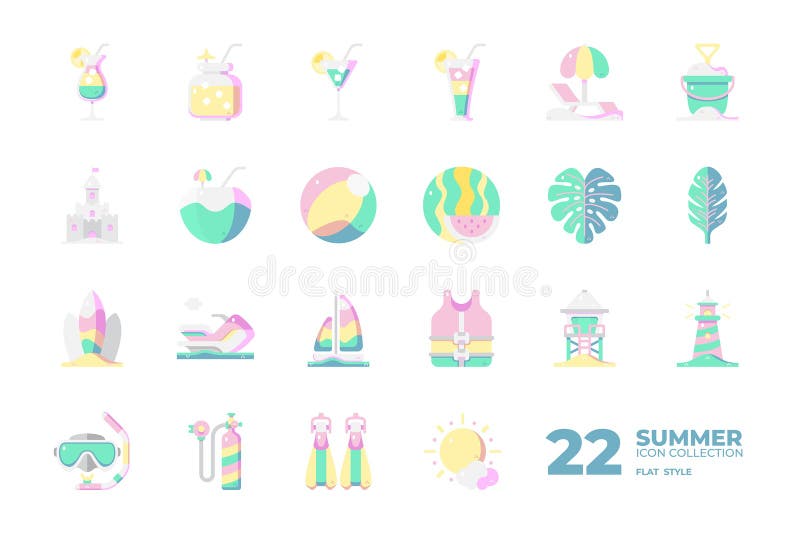 Summer Color Flat Icon stock vector. Illustration of banana - 219901897