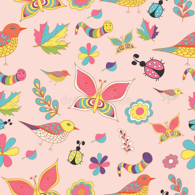 Summer Color Vector Seamless Patterns. Repeating Texture Stock Vector ...