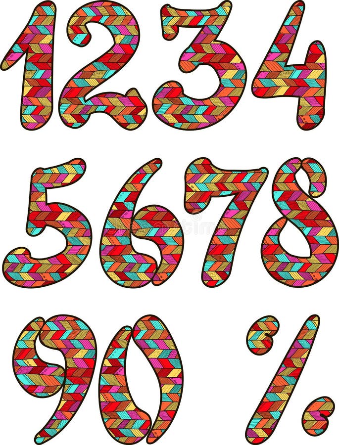 Summer Colored Numbers and Percent Symbol Stock Vector - Illustration ...