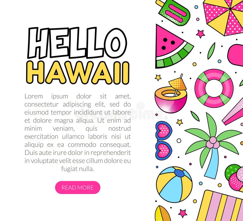 Summer Colorful Design with Bright Beach Objects Vector Template Stock ...