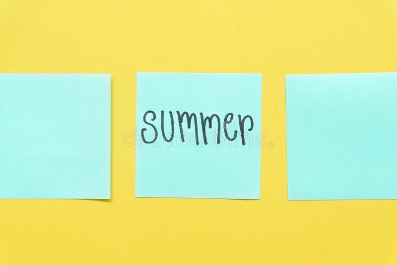 Summer Colorful Sticky Notes on a Free Yellow Background Space Stock ...