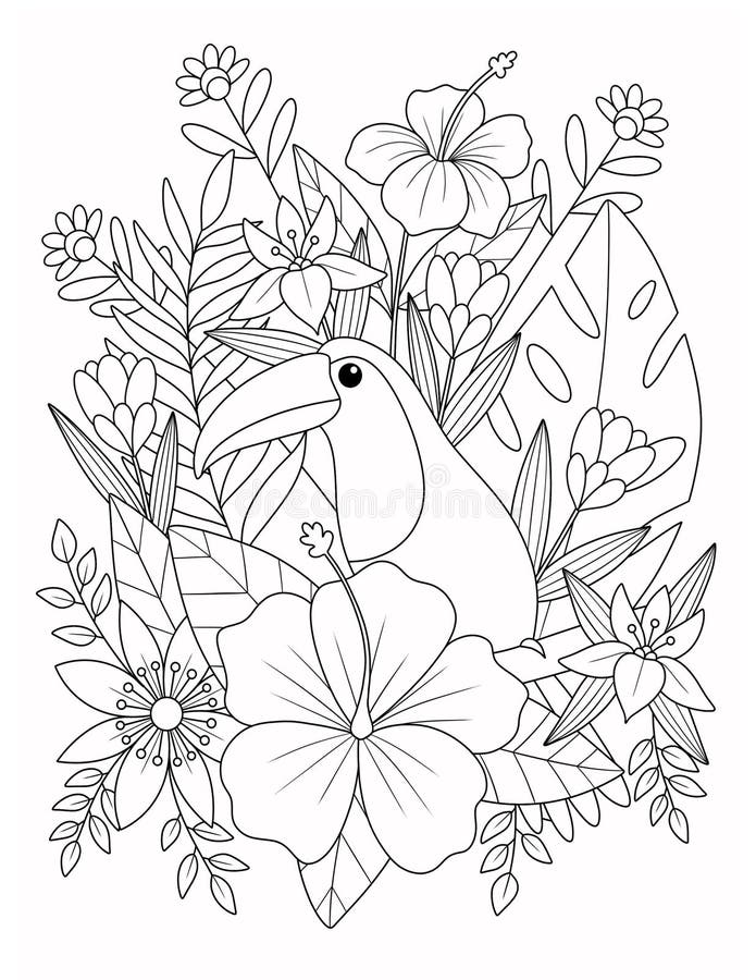 Summer Coloring Page for Adult Stock Illustration - Illustration of ...