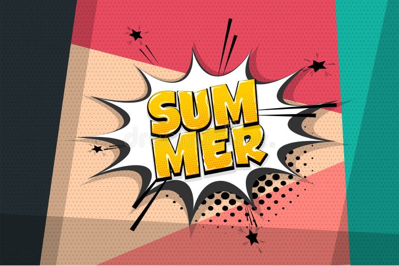 Summer Comic Text Woman Girl Pop Art Stock Vector - Illustration of ...