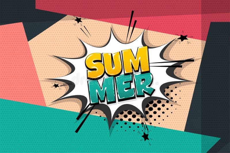 Summer Comic Text Woman Girl Pop Art Stock Vector - Illustration of ...