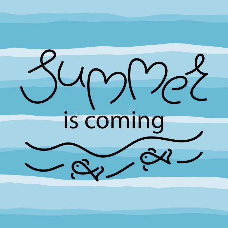 Summer is Coming. Birds and Twigs with Leaves, Contour. Hand Drawn ...