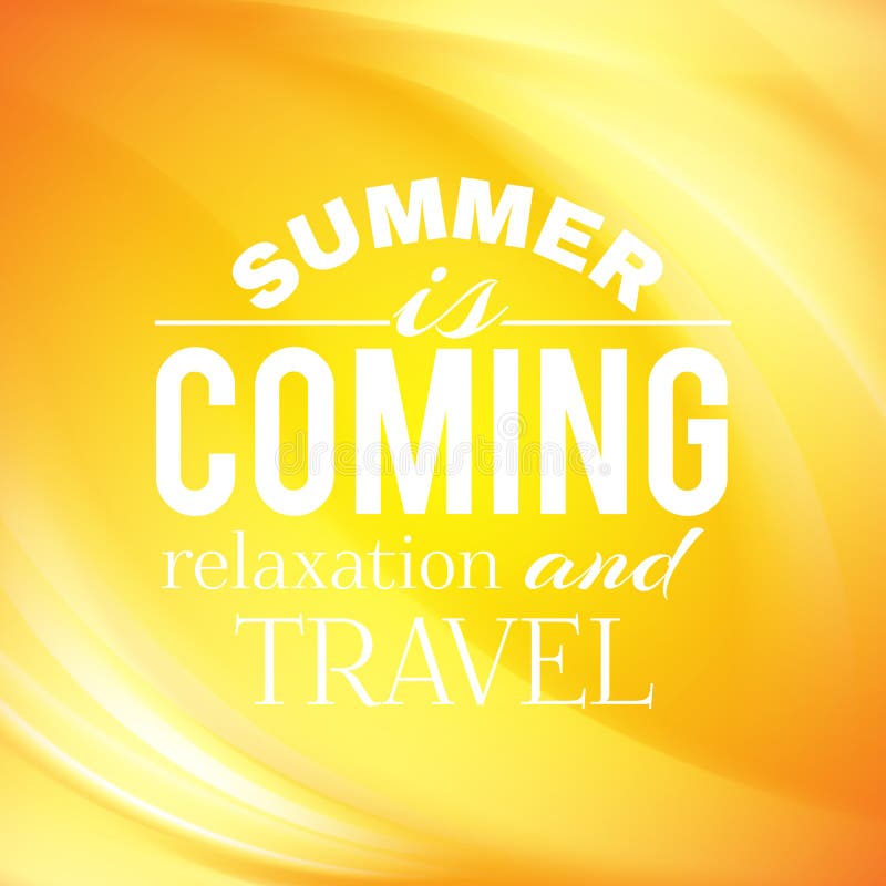 Summer is Coming Text on Summer Beach Background. Vector Illustration ...