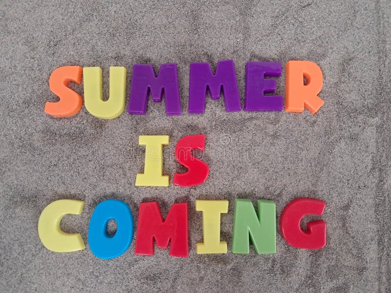 Summer is Coming Written on Sand at the Beach Stock Image - Image of ...