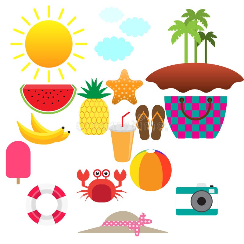 Summer Concept. Flat Icons with Place for Text Stock Vector ... Summer Concept. Flat Icons with Place for Text Stock Vector ...