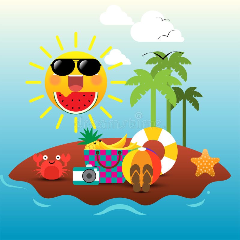 Summer Concept. Flat Icons with Place for Text Stock Vector ... Summer Concept. Flat Icons with Place for Text Stock Vector ...