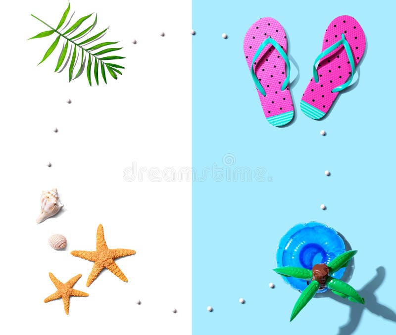 Summer Concept with Flip Flops and Starfish Stock Image - Image of ...
