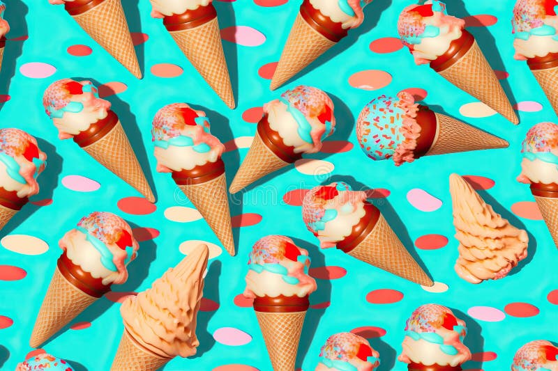 Summer Concept of Ice Creams with Pastel Vibe Pattern - AI Generated ...
