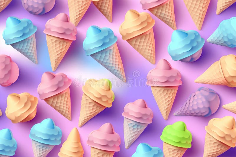 Summer Concept of Ice Creams with Pastel Vibe Pattern - AI Generated ...