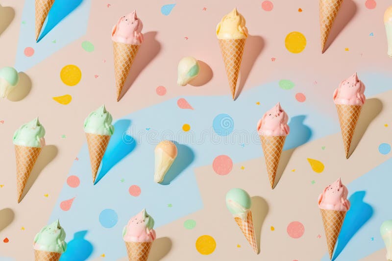 Summer Concept of Ice Creams with Pastel Vibe Pattern - AI Generated ...
