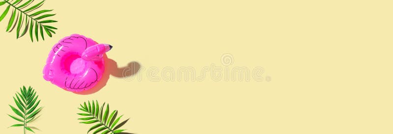 Summer Concept with a Pink Flamingo Float Stock Image - Image of pool ...