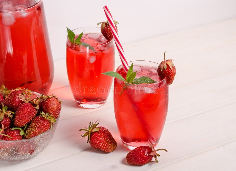 Summer Cool Drink with Strawberries and Ice Stock Image - Image of ...