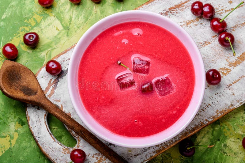 Cool cherry soup, Summer cool soup with cherry.Fruit soup.Summer