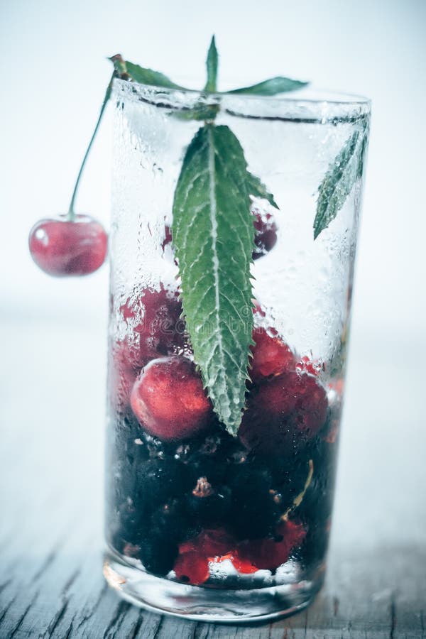 Summer Cooling Drink with Fruit and Ice. Stock Image - Image of mint ...