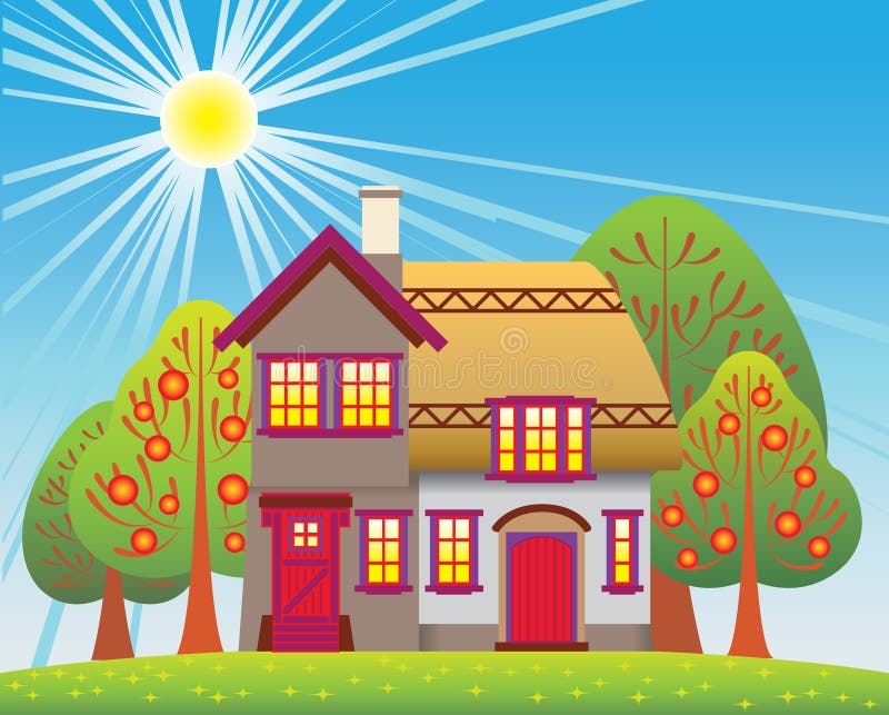 Summer Cottage stock vector. Illustration of cottage - 12582536
